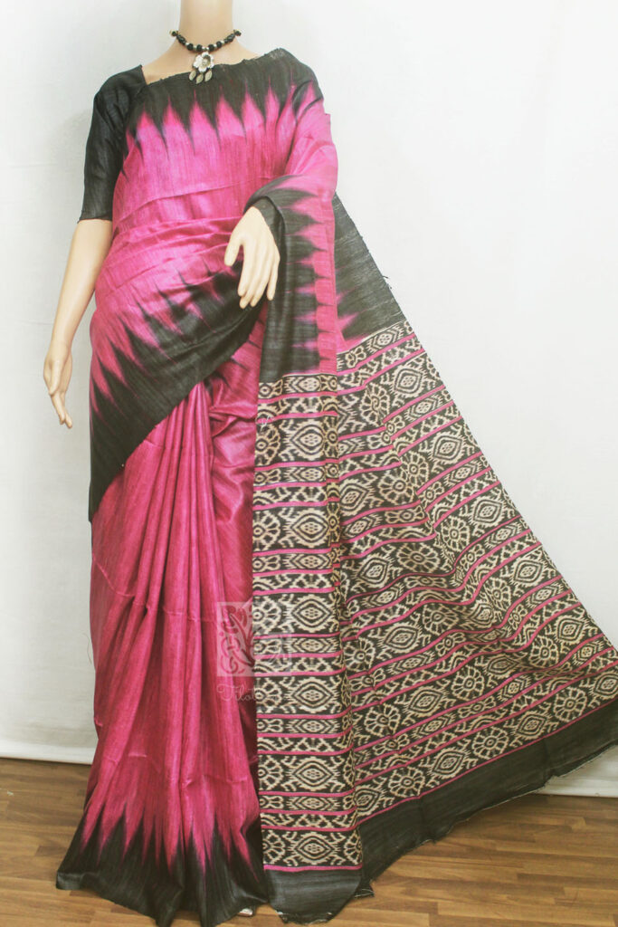 Temple Border Ghicha Tussar Saree, gich tussar silk saree